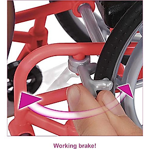 Barbie Fashionistas Doll #166 with Wheelchair and Ramp, Crimped Brunette Hair and Rainbow-Striped Dress with Accessories (Amazon Exclusive)