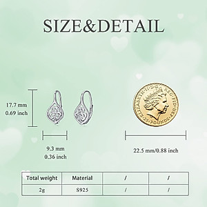 VONALA Clover Earrings 925 Sterling Silver Celtic Shamrock Charm Leverback Earrings Irish Lucky Jewelry St Patricks Day Gifts for Women