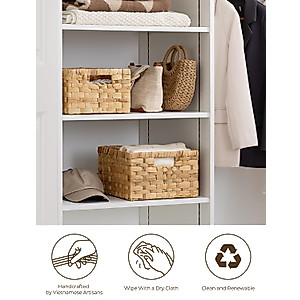 StorageWorks Water Hyacinth Wicker Baskets, Handwoven Rattan Baskets for Organizing, Decorative Wicker Baskets with Built-in Handles, Set of 2