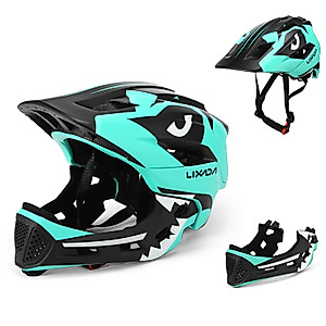 Lixada Kids Bike Helmet Adjustable Detachable Full Face Helmet for Cycling Helmet for Children Bicycle, Skateboard, Scooter, Protective Gear (20.5-22 Inches)
