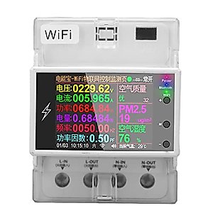 WiFi Electric Meter, Sharing Management AC85‑265V Double Alarms APP Control Smart Power Monitor with 2.4in TFT Display for Shopping Mall
