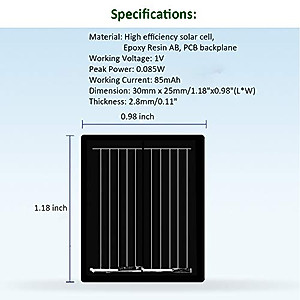 1V 80mAh 0.08W 30X25mm Micro Mini Power Small Solar Cell Panel Module for DIY Solar Light Phone Charger Toy Flashlight Power Bank (10)