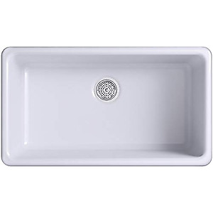 KOHLER 5707-0 Iron/Tones Kitchen Sink, White