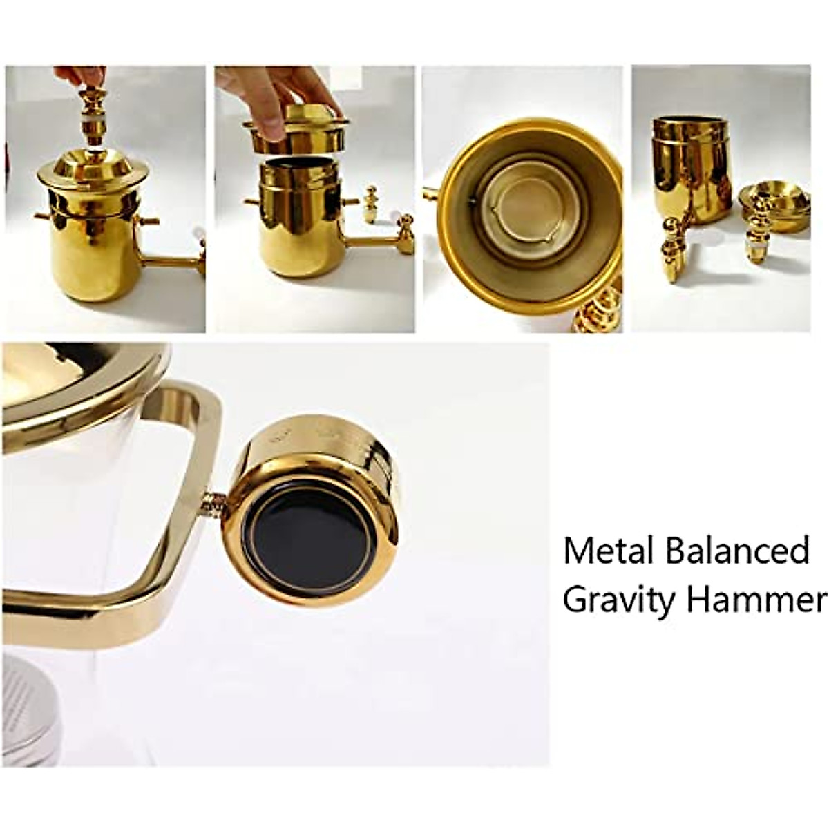 BEYANEE Belgian/Belgium Balance Siphon Coffee Maker,Family Syphon Coffee Maker,Elegant Double Ridged Fulcrum with Tee Handle,Elegant Design Retro-Style - Classic Gold…