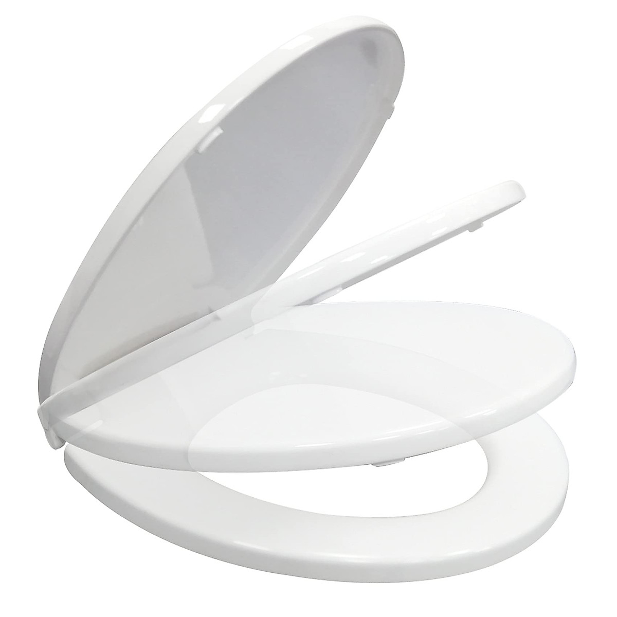 CYRRET Toilet Seat Round with Lid, Slow Close, Easy to Install and Clean, Durable Plastic, White, Replacement Toilet Seats, Fits Standard Round Toilets Bowl
