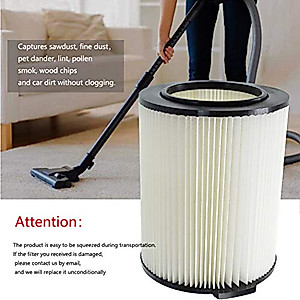 VF4000 Replacement Filter for Ridgid 72947 Wet Dry Vac 5 to 20-Gallon 6-9 Gal Husky Craftsman 17816 Vacuum Compatible WD5500 WD0671 WD1270 RV2400A RV2600B Washable & Reusable Standard Wet/dry Vac Filt