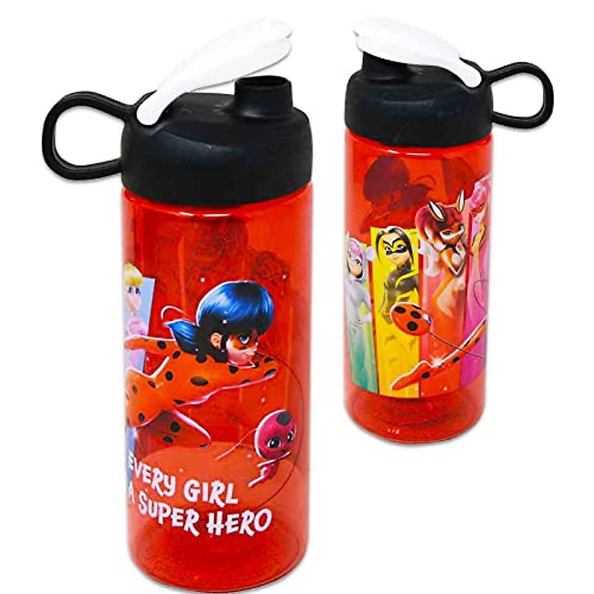 Zagtoon Miraculous Ladybug Water Bottle Set for Girls - Miraculous Ladybug Gift Bundle with 16.5 Oz Water Bottle Plus Miraculous Ladybug Stickers and More (Miraculous Ladybug School Supplies)