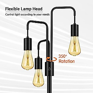 BoostArea Industrial Floor Lamp for Living Room,Modern Standing Lamp Stand Up Lamp with 3 Light, Bulbs Not Included,Simple Design Floor Lamp for Bedroom, Living Room, Office, Kids Room, Reading