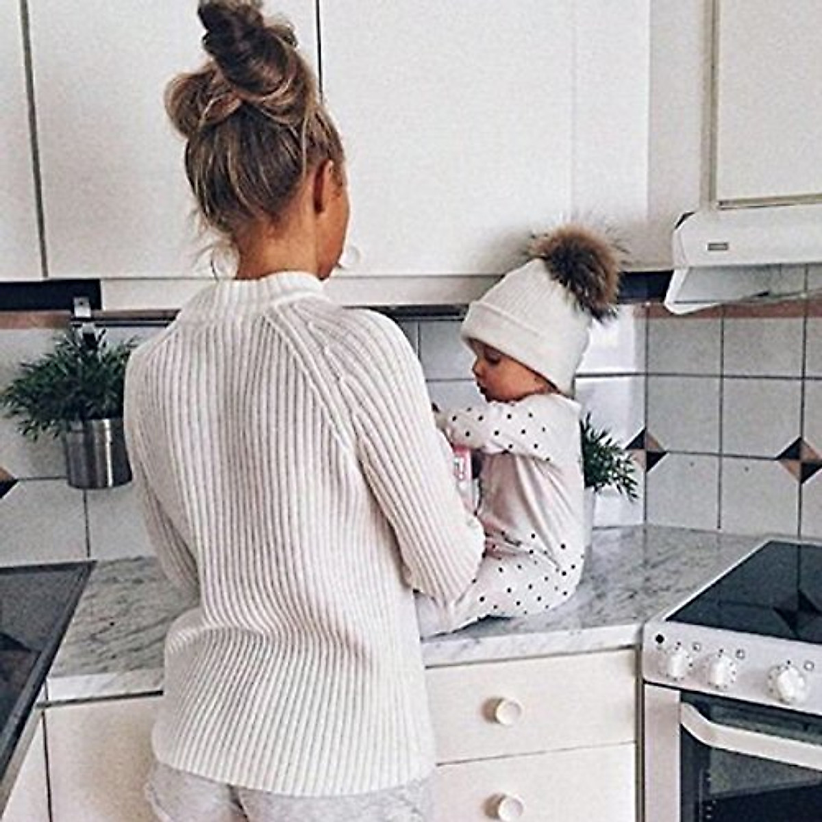 Baby Winter Warm Hat, Baby Newborn Knit Hat Infant Toddler Kid Crochet Hat Beanie Cap Beige