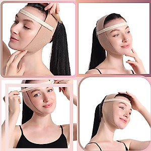 Post Surgical Chin Strap Bandage for Women - Neck and Chin Compression Garment Wrap - Face Slimmer, Jowl Tightening, Chin Lifting Medical Anti Aging Mask