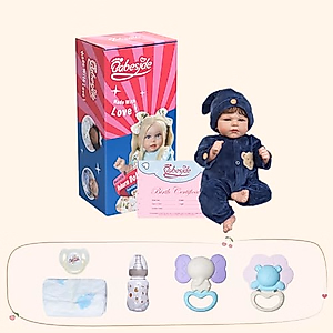 JIZHI Lifelike Reborn Baby Dolls, 17 Inch Realistic-Newborn Baby Dolls Boy, Real Life Soft Body Reborn Baby with Toy Accessories Gift Set for Kids Age 3+