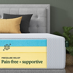 ZINUS 10 Inch Green Tea Cooling Gel Memory Foam Mattress, King, Fiberglass Free, Cooling Gel Foam, Pressure Relieving, CertiPUR-US Certified, Mattress in A Box, White