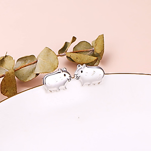 Yearace 925 Sterling Silver Cute Animal Hamster Pet Gerbil Guinea Pig Stud Earrings for Women Daughter Birthday