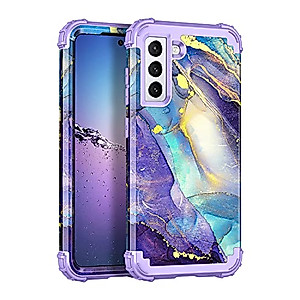 Rancase for Galaxy S21 Plus 5G Case,Three Layer Heavy Duty Shockproof Protection Hard Plastic Bumper +Soft Silicone Rubber Protective Case for Samsung Galaxy S21 Plus 5G 6.7 inch,Purple