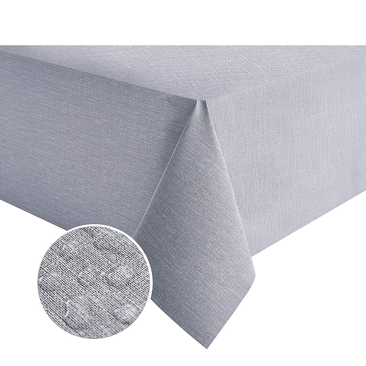 NLMUVW Vinyl Tablecloth Rectangle Grey PVC Table Cloth 100% Waterproof Oil Proof Wipe Clean Table Cover for Dining Kitchen Picnic, 54 x 78 inch