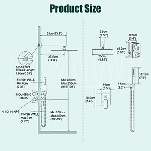 Heyalan Shower System Square Rain Shower System Head Shower Faucet Fixture 2 in 1 Handheld Shower Sprayer Rough in Valve Wall Mount Bathroom Rainfall Combo Set High Pressure,10 Inch,Polished Chrome