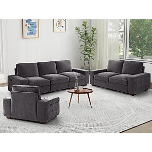 COCOLHOME 72" Comfy Sofa Couch with Storage, Modern Sofa Loveseat 2-Seater Sofa, Sectional Sofa Couches for Living Room, Apartment Small Space, Side Pocket Washable Cushion Cover, Grey Chenille
