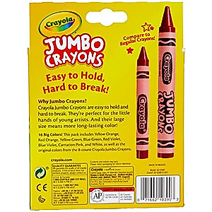Crayola Jumbo Crayons, Assorted Colors, Great Toddler Crayons, 16 Count
