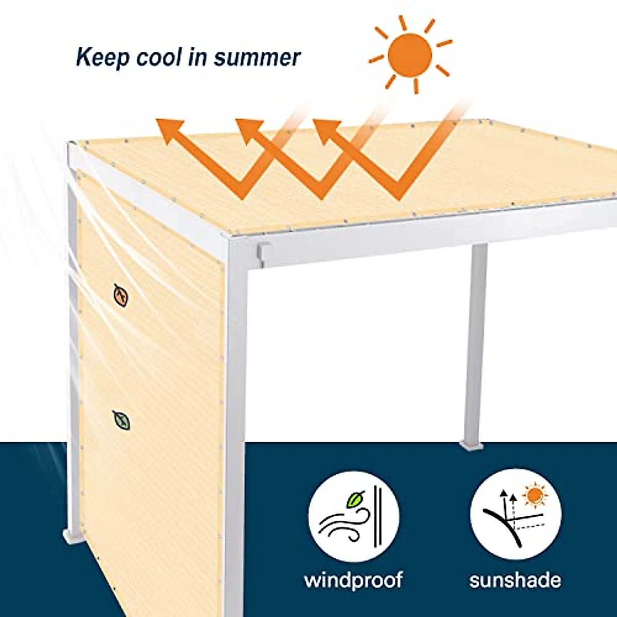 Artpuch Pergola Shade Cover 10'X12'FT Outdoor Sun Shade Cloth with Grommets Shade Tarp for Patio, Carport, Backyard