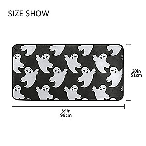 Halloween Ghost Kitchen Rug Non-Slip Black Kitchen Floor Mat Washable Kitchen Carpet Anti Fatigue Kitchen Mat Bath Decor and Accessories 39x20 Inch