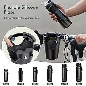 Titanker Bike Cup Holder, Upgraded Bike Water Bottle Holder with Aluminum Alloy Fasteners for Secure Grip, Adjustable 16oz to 32oz Bike Drink Holder for Road MTB Bikes, Scooter, Treadmill, Black
