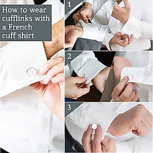 LOYALLOOK Classic Engraved Initial Cufflinks and Tie Clip Bar Set Alphabet Letter Formal Business Wedding Shirts J