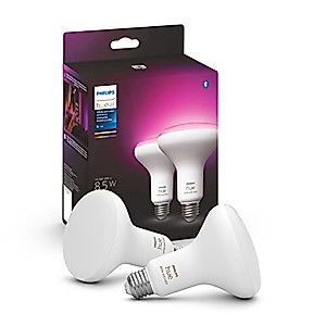 Philips Hue White and Color Ambiance A19 Bluetooth 75W Smart LED Bulb, 2-Pack & White & Color Ambiance BR30 LED Smart Bulbs, 16 Million Colors (Hue Hub Required), 2 Bulbs