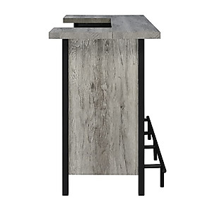 Coaster 70.75" W Modern Wood Bar Unit with Footrest in Gray Driftwood/Black