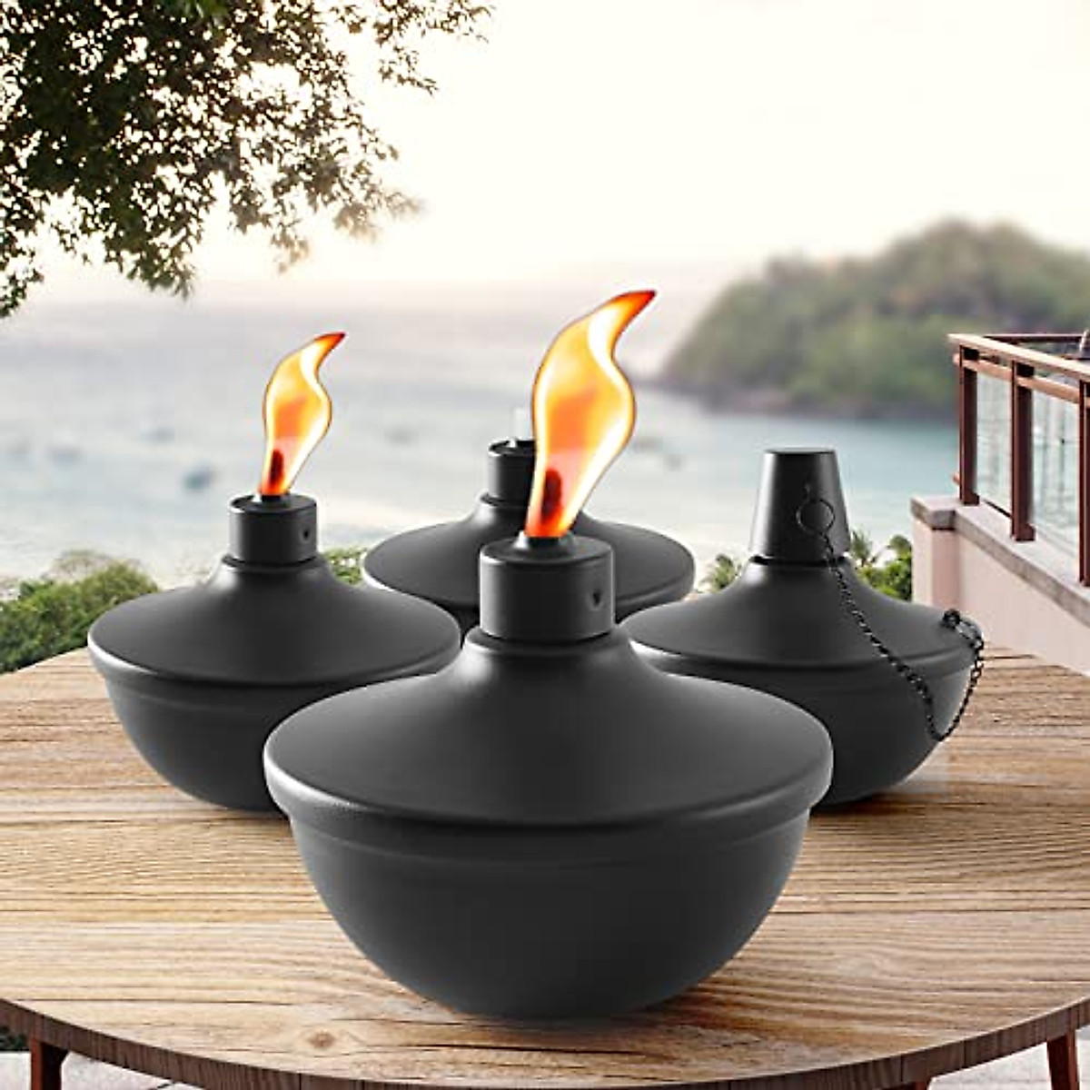 SNOGSWOG 6 Pack Metal Table Top Torches, 18oz Citronella Torches for Outside, Refillable Flame Light Torch, Decorative Tabletop Lantern for Yard, Patio, Deck, Garden, Party, Landscape