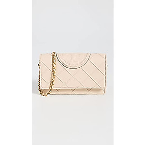 Tory Burch Women's Fleming Soft Chain Wallet, New Cream, Off White, One Size