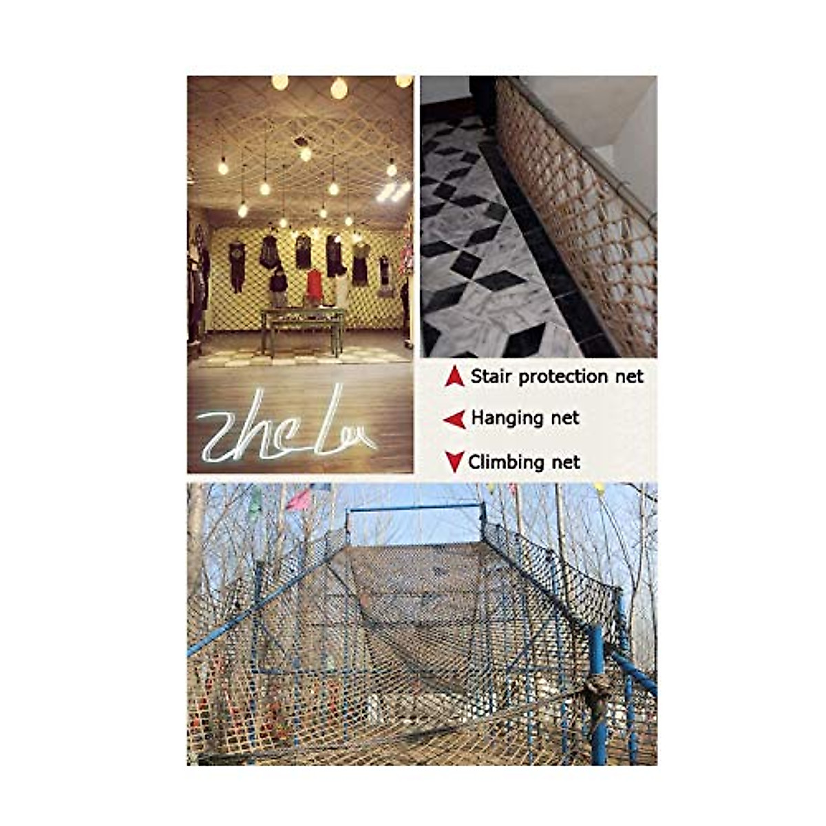 MAGFYLY Banister Guard net Hemp Rope Net, Children's Stairs Anti-Fall Safety Net, Restaurant Bar Partition Net, Photo Wall Decoration Net, Balcony Obstacle Scenic Fence Protection Net 1x9m