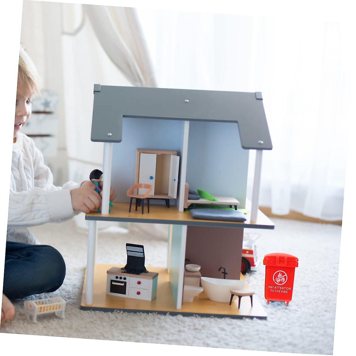 60 Pcs Mini Trash Can Trash Cans Photo Prop Trash Classification Toy Lovely Garbage Trash Cans Small House Garbage Can Model Trash Can Plaything Miniature Garbage Bin Model