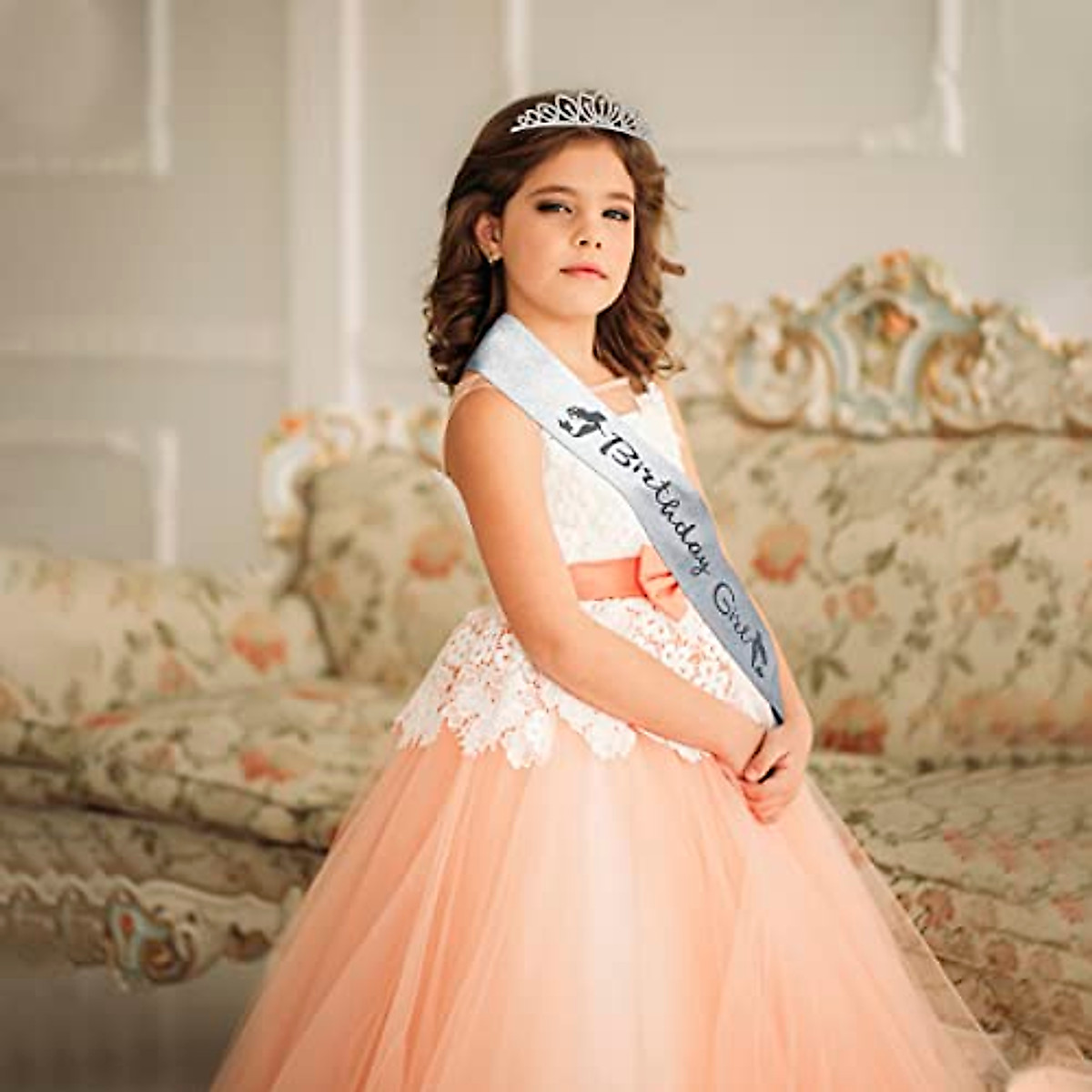 Vovii Birthday Girl Sash and Tiara Set Birthday Gifts for Women Birthday Rhinestone Silver Crown and Girls for Prom Cosplay Photography Halloween Birthday Party