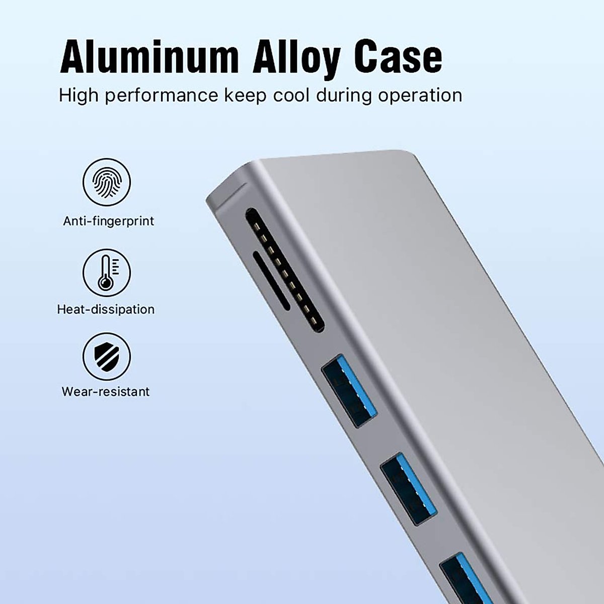 HRYHY USB C Hub, 9-in-1 USB C Adapter with 4K USB C to HDMI,USB C Charging, VGA, 2 USB 3.0, SD/TF Card Reader,Gigabit Ethernet, Compatible for MacBook Pro, XPS More Type C Devices