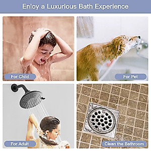 BWE Black Shower Faucet Luxury Rain Mixer Shower Combo Set Wall Mounted Shower Kit Rainfall Shower Head System Rough-in Valve Body and Trim Included