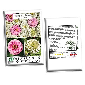 "Blushing Bride Mix" Zinnia Seeds for Planting, 200+ Flower Seeds Per Packet, (Isla's Garden Seeds), Non GMO & Heirloom Seeds, Botanical Name: Zinnia elegans, Great Home Garden Gift