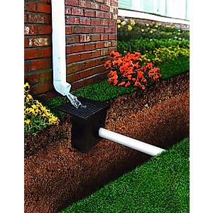 NDS 1200BKITRTL1PK Square Kit with 2-Opening Catch Basin, 2 Adapters, 1 Outlet Plug, and 1 Plastic Drain Grate, 12-Inch, for Lawns, Landscaped Areas, Black