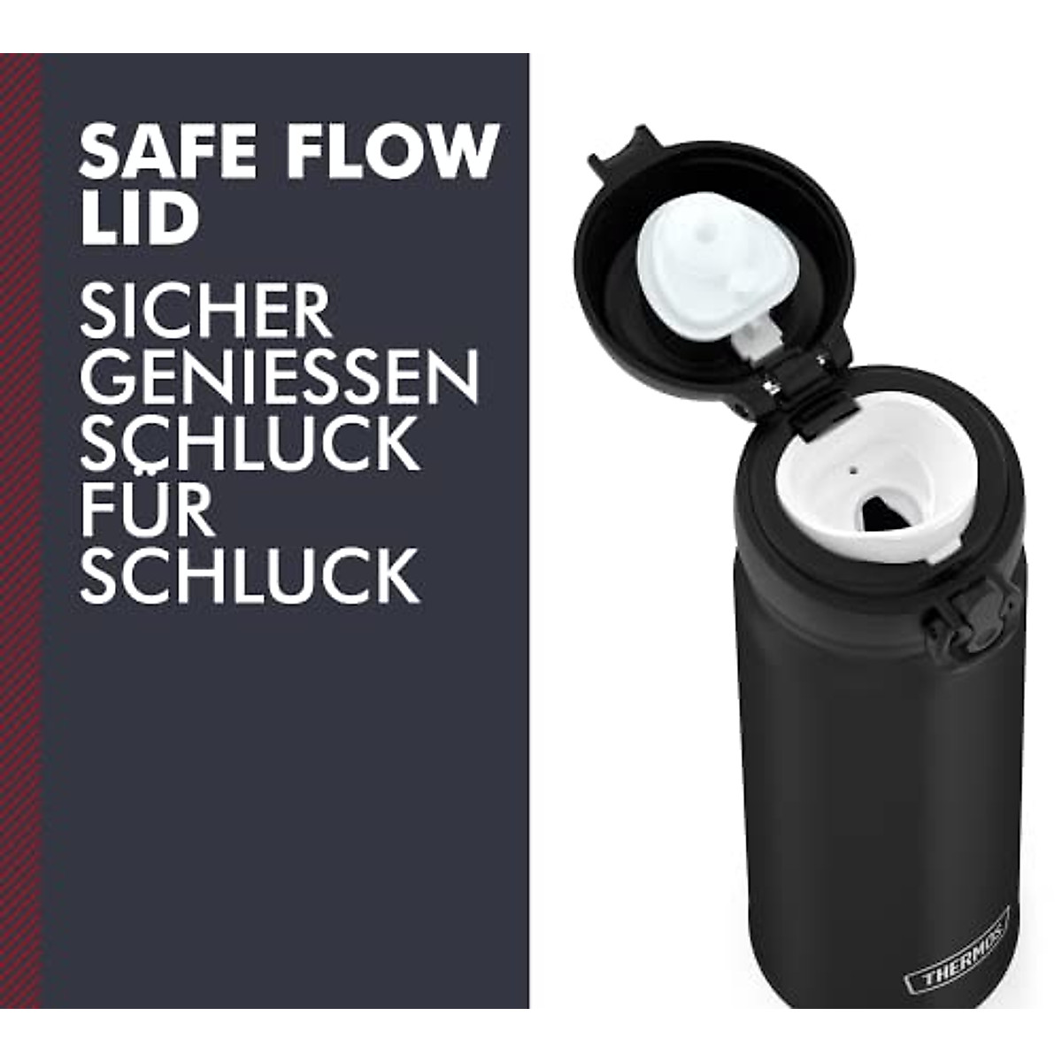 THERMOS 4035.232.050 Ultralight Thermos Flask, Black, 500 ml, Extremely Lightweight, 210 g, Drinking Bottle, Dishwasher Safe, Thermos Flask Keeps Hot for 10 Hours, Cold for 20 Hours, BPA-Free