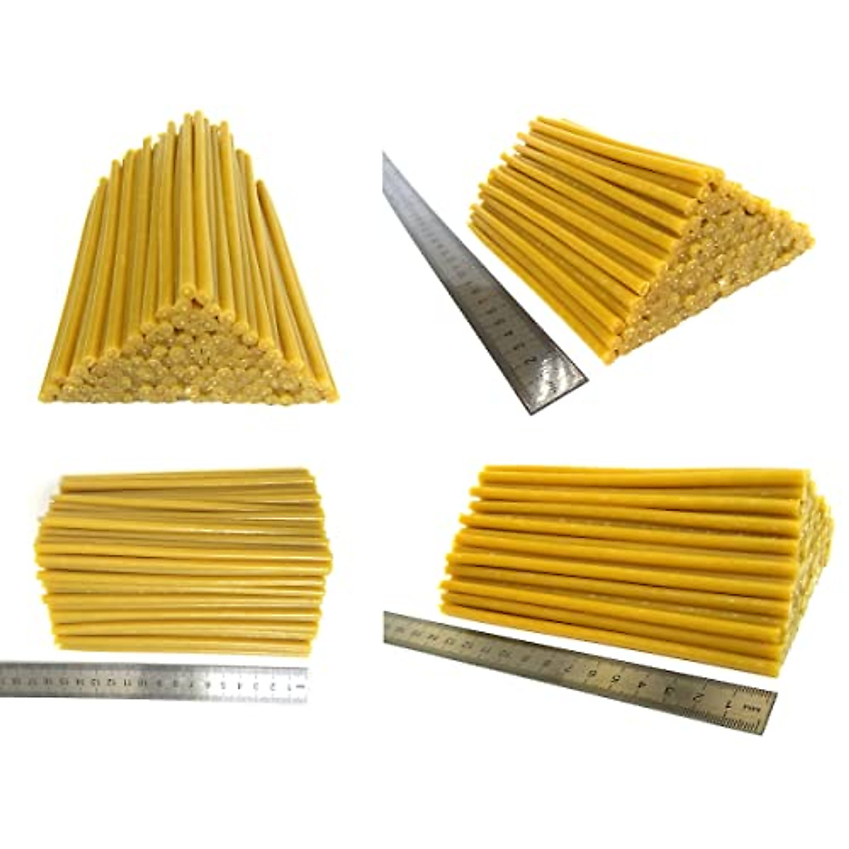 Natural Pure Beeswax Candles Organic Honey Eco Candles in Gift Box (Natural Cotton Wicks, Dripless, Smokeless, Not Taper, Not Ear Candles) (Yellow, 6.3 Inches (16 cm) 120pcs)