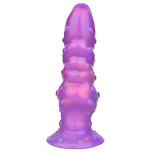8inch Ovipositor Dildo with 5 Eggs Adult Sex Toy for Women, Couples, Realistic Dog Dildo, Knotted Dildo with Hollow Tunnel with 5 Balls, Luminous Dildo Glow in The Dark - Small Luminous Egg