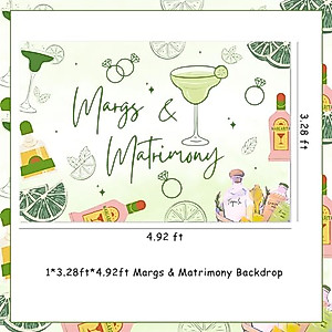 Wonmelody Margs and Matrimony Bachelorette Decorations Backdrop Margarita Backdrop Banner Cinco De Mayo Mexican Fiesta Banner Bridal Shower Party Supplies for Cactus Engagement Wedding Carnival