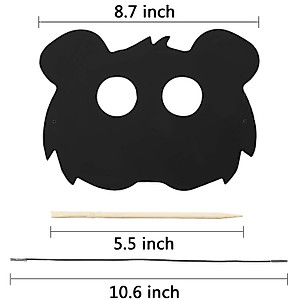 Honoson 36 Pieces Scratch Paper Animal Masks Rainbow Masks with Elastic Cords and 12 Pieces Wood Stylus for Costume Dress up Parties Decorations and DIY