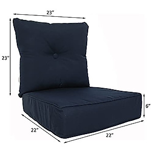 RULU 02180 Patio Cushion Outdoor/Indoor Sunbrella, Seat 22.5 x 22.5 x 5.75 inch + Back 23 x 23 x 7 inch, 23x22x22 Inch (Pack of 1), Canvas Navy