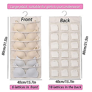 Anller Hanging Mesh Pockets, Dual Sided Wall Shelf Wardrobe Storage Bags, Closet Hanging Shelves with Rotating Metal Hanger, for Bra Socks Underwear Underpants, 2 Pack