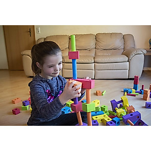 FUN n' SAFE (7684 Foam Peg Blocks for Kids, 150 Brightly Colored Pieces