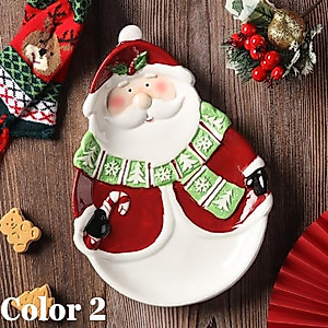 Hand-Painted Ceramic Christmas Santa Claus Plates Breakfast, Dessert, and Snack Dishes Christmas Tableware Gift (4)