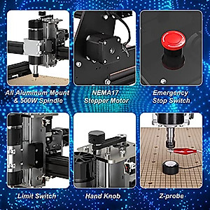 500W CNC Router Machine, 4540 CNC Machine for Metal, 3-Axis Stainless Steel Engraving Milling Machine for Carving Cutting Wood Acrylic PCB MDF Nylon, Working Area 430x390x90mm (16.9x15.4x3.5”)