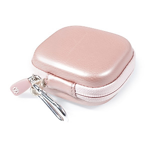 WGear Credit Card Reader Case for Square Contactless and Chip Reader, USB Cables and Small Accessories, Mesh Pocket, Secure Elastic Strap, Easy to go Carabiner (Rose Gold)