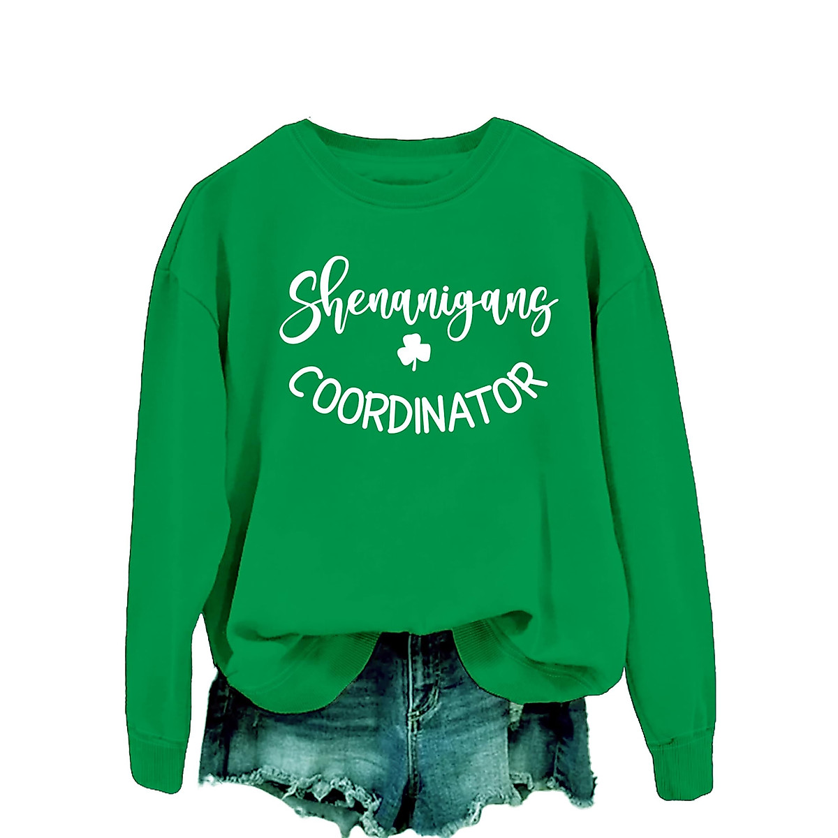 BUNDMAN st patricks day sweatshirt women Shenanigans Coordinator T Shirt St Patrick'S Day Shamrock Funny Gift Casual Long Sleeve Sweatshirt Womens Tops