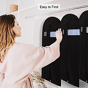 SORON 43" Garment Bags, 7 Packs Garment Bags for Hanging Clothes, Env-friendly Breathable Suit Bag Clothes Cover for Storage Suits, shirts, T-shirts and Jackets, Suitable for Adults and Children